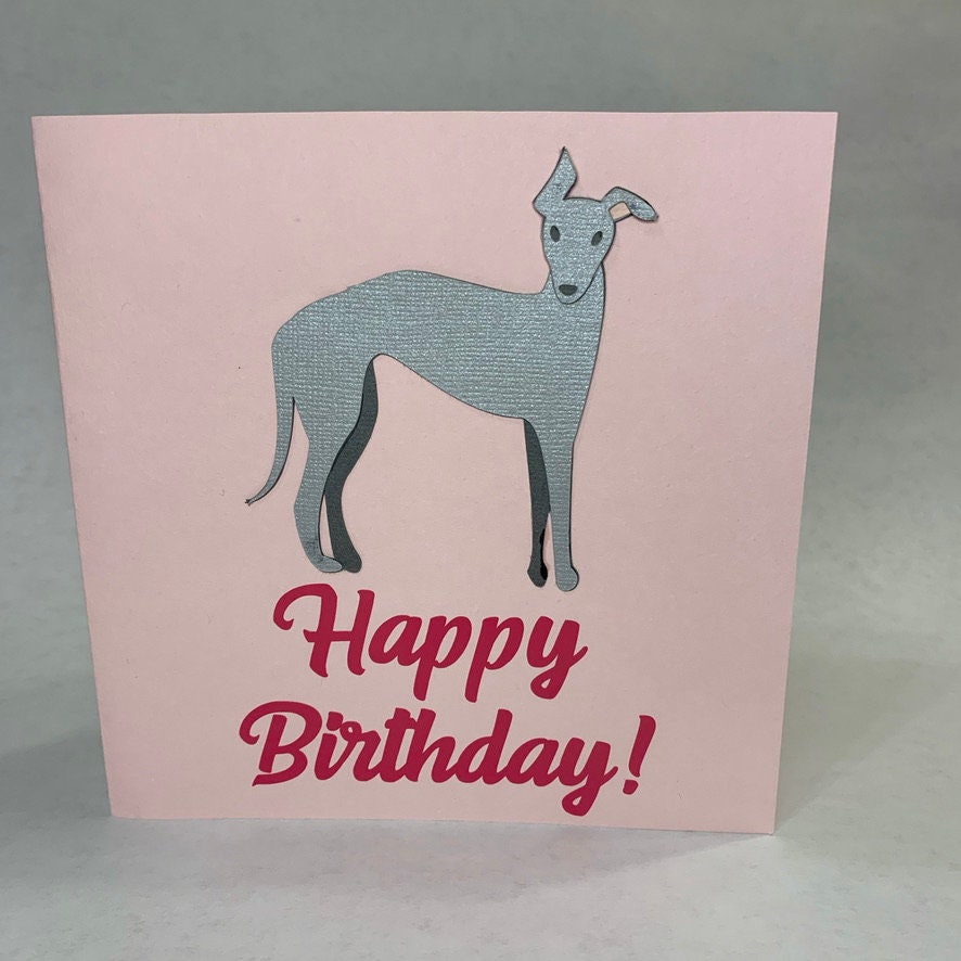 Greyhound Happy Birthday Card, Cut Layered Paper - Etsy