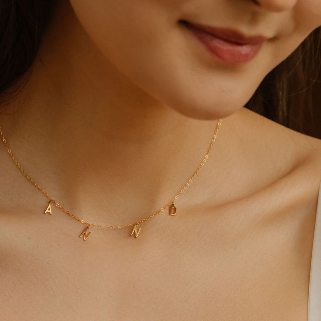 Custom Dangle Letter Necklace Letter Name Necklace Name - Etsy