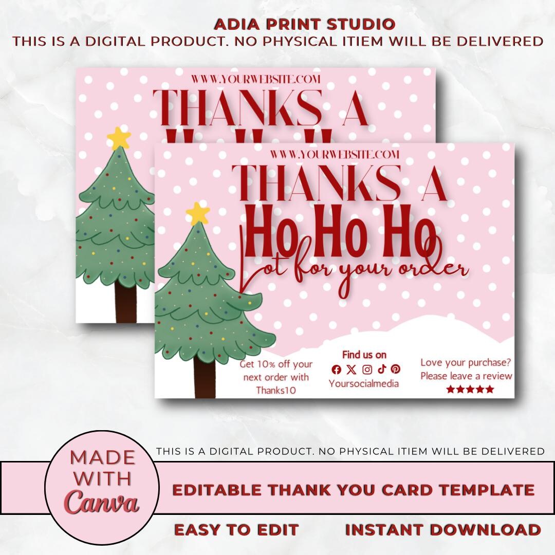 Festive Business Thank You Card Template, Holiday Thank You Card for ...