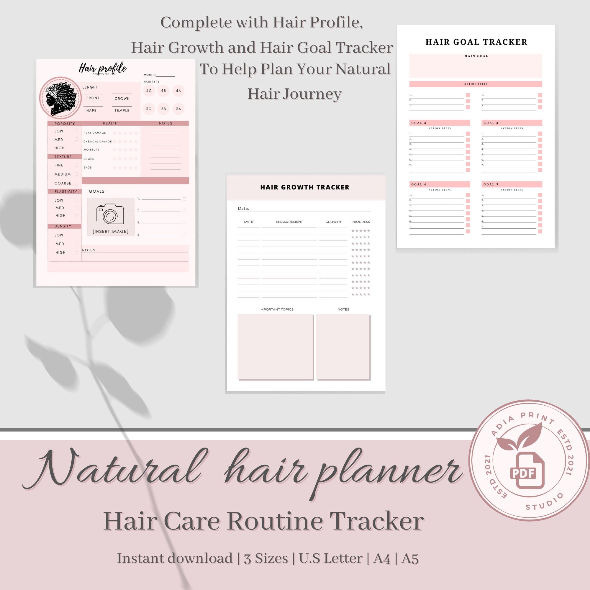 Natural Hair Routine Planner and Tracker: Natural Hair Care Regimen ...