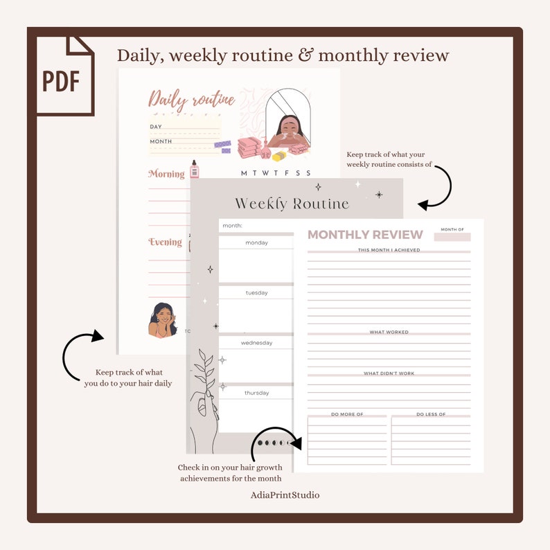 Natural Hair Planner Journal | Hair Growth Routine (digital Download ...