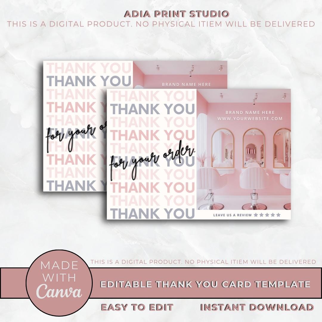 Custom Personalized Thank You Card, Elegant Thank You Card for ...