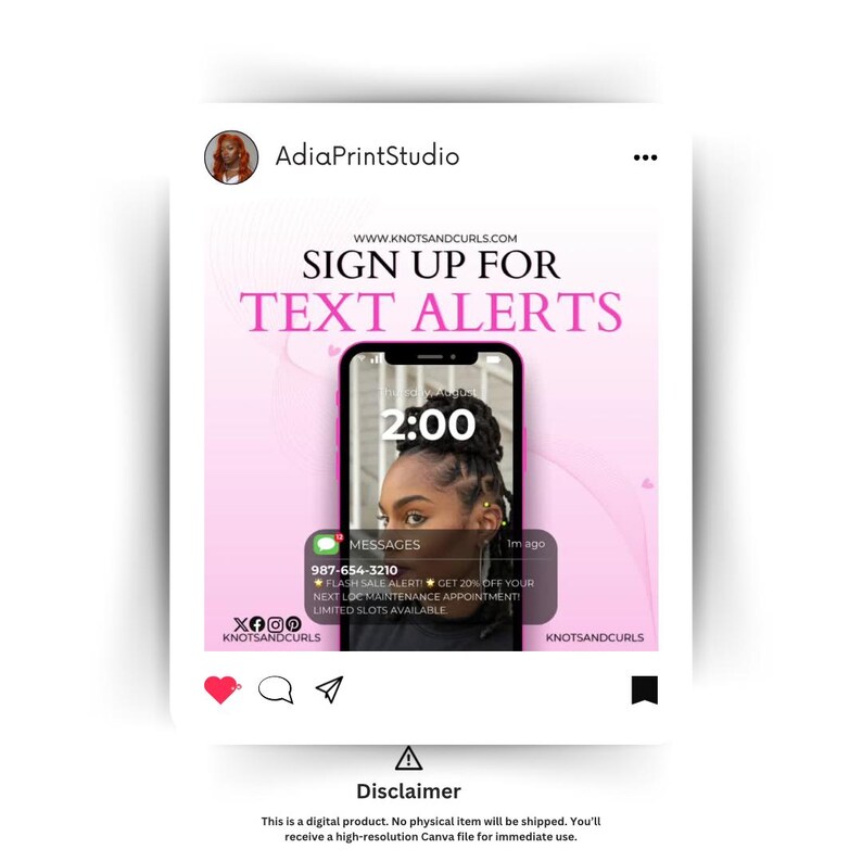 Sign up for Text Alert Premade Editable Canva Flyer Template, Text ...