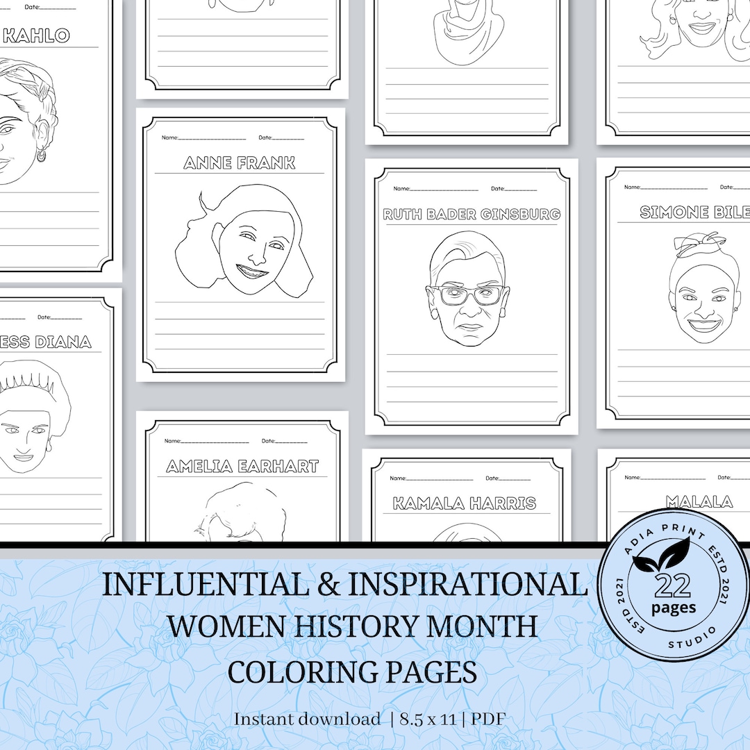 Influential & Inspirational Women in History Coloring Pages| Women ...