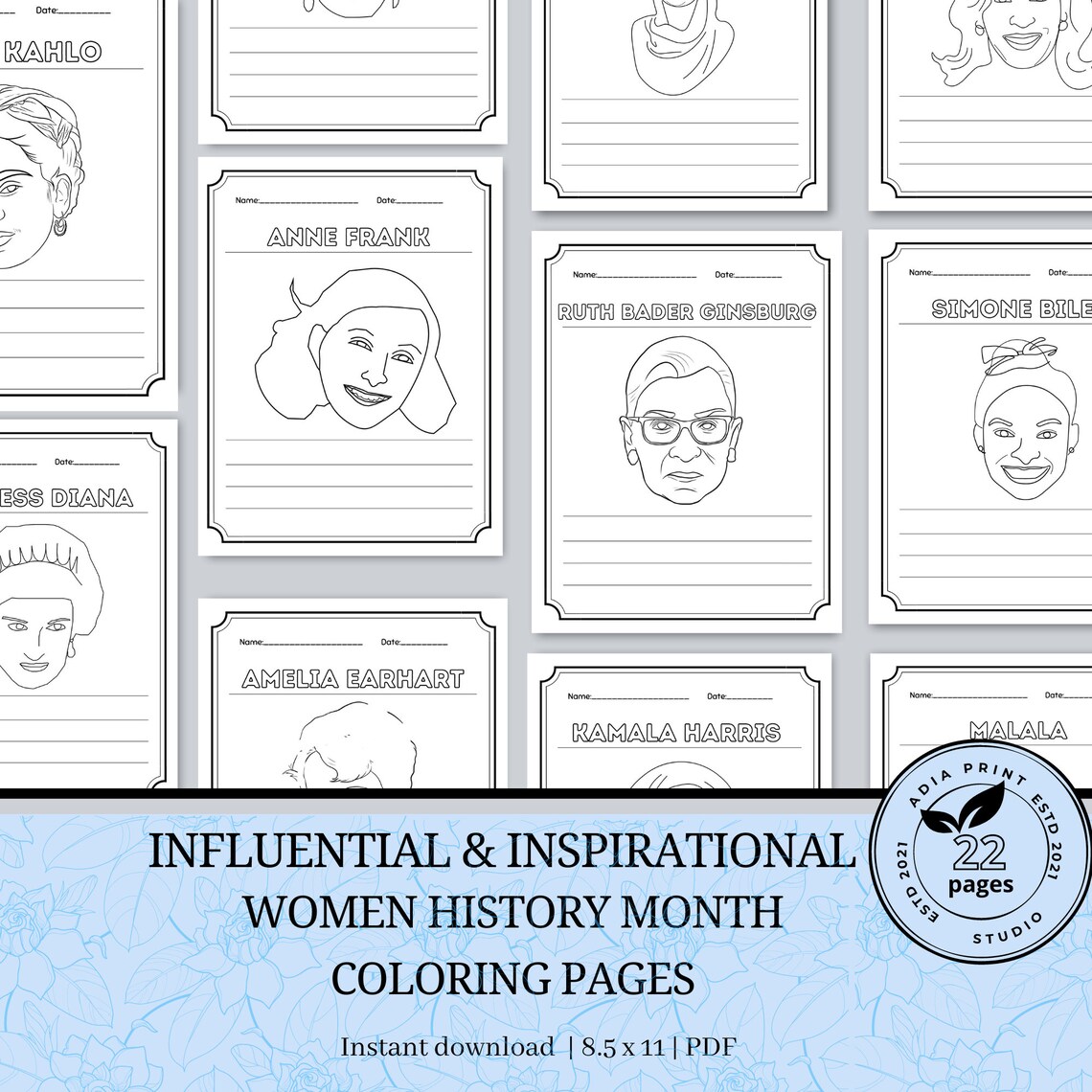 Influential & Inspirational Women in History Coloring Pages - Etsy