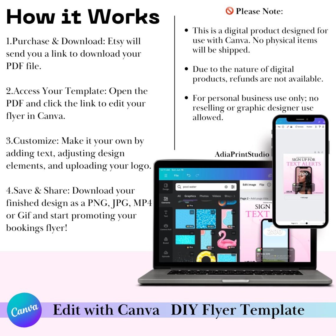Sign up for Text Alert Premade Editable Canva Flyer Template, Text ...