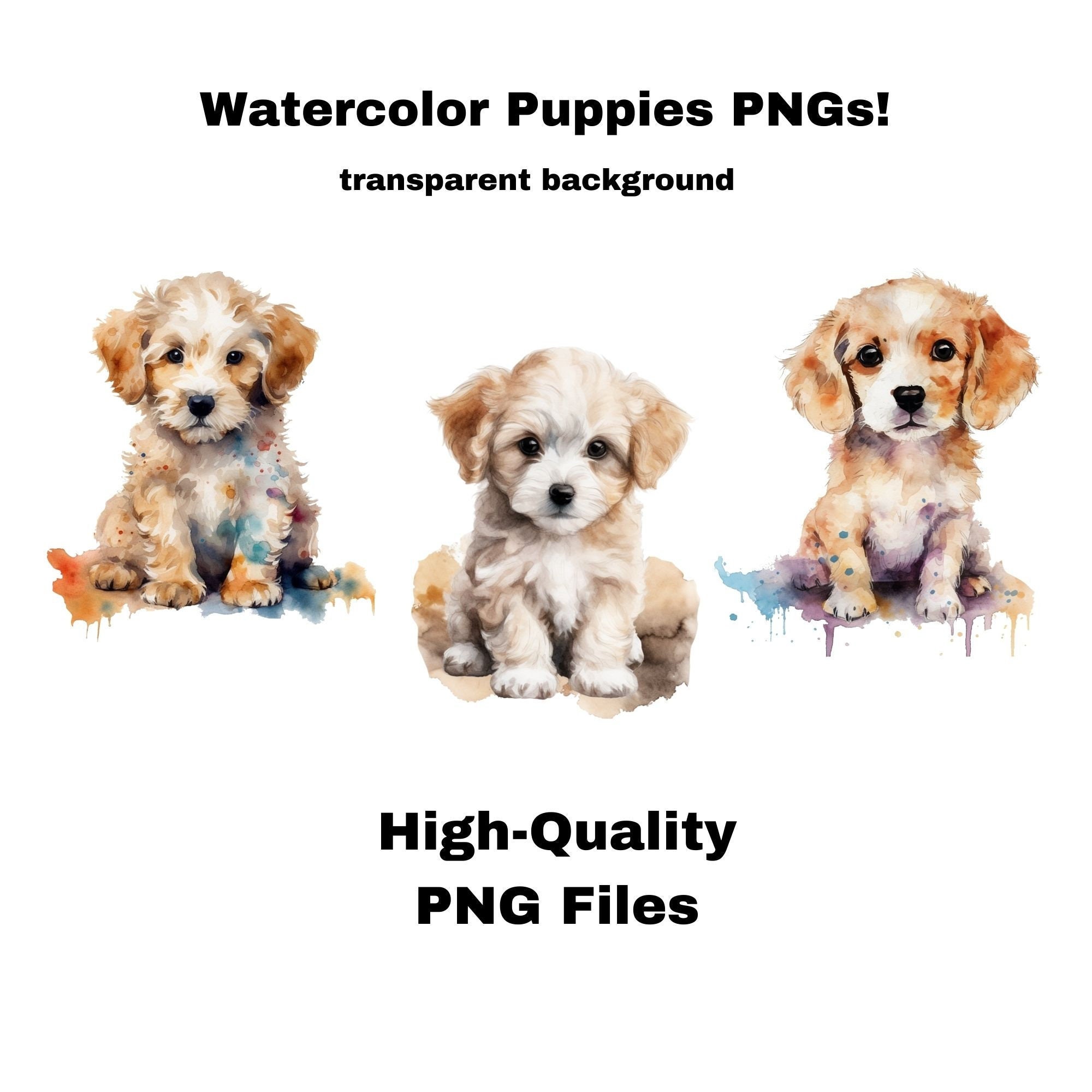 Watercolor Puppy Pngs, Instant Digital Download, T-shirt Art ...