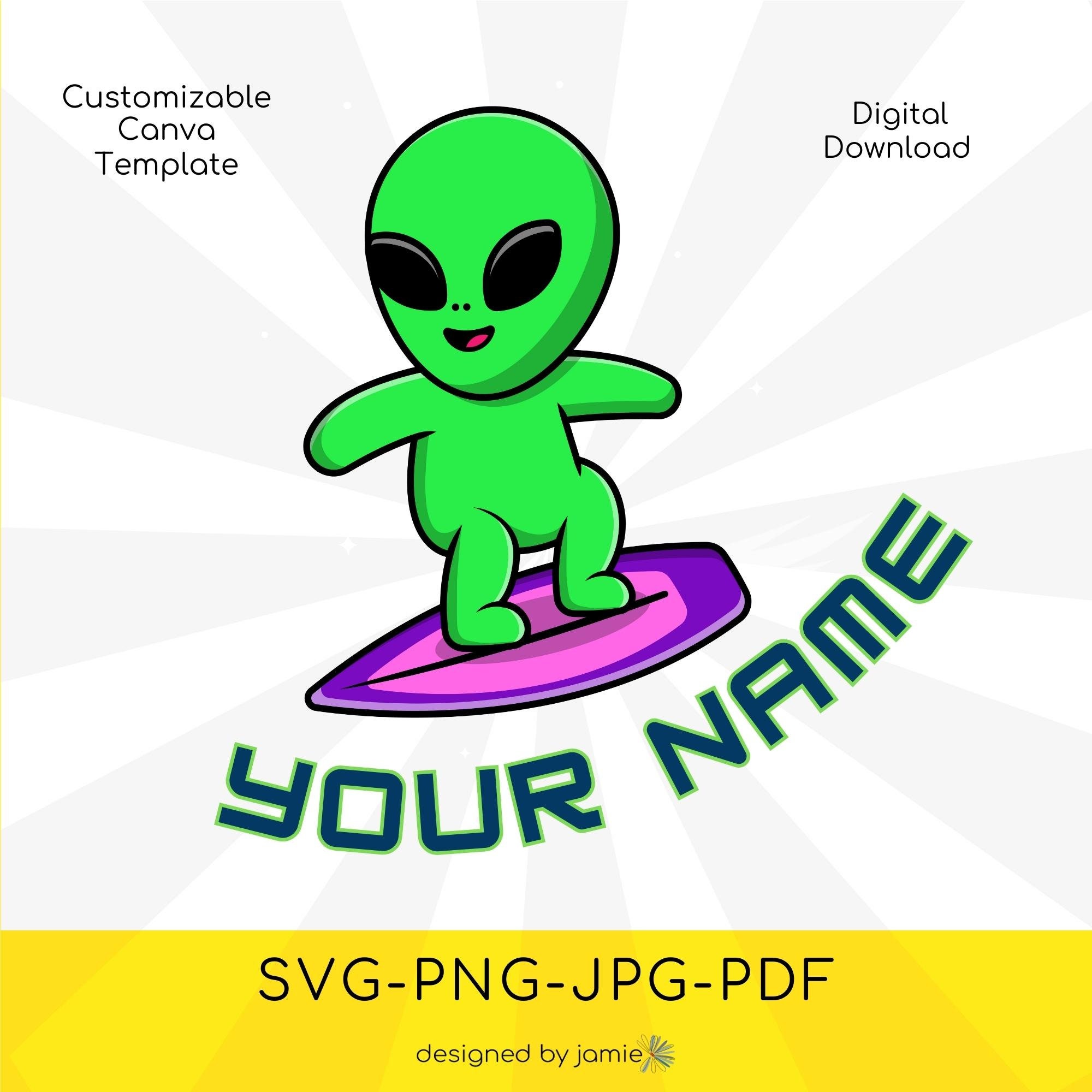 Customizable Space Alien Canva Digital Download Template - Etsy