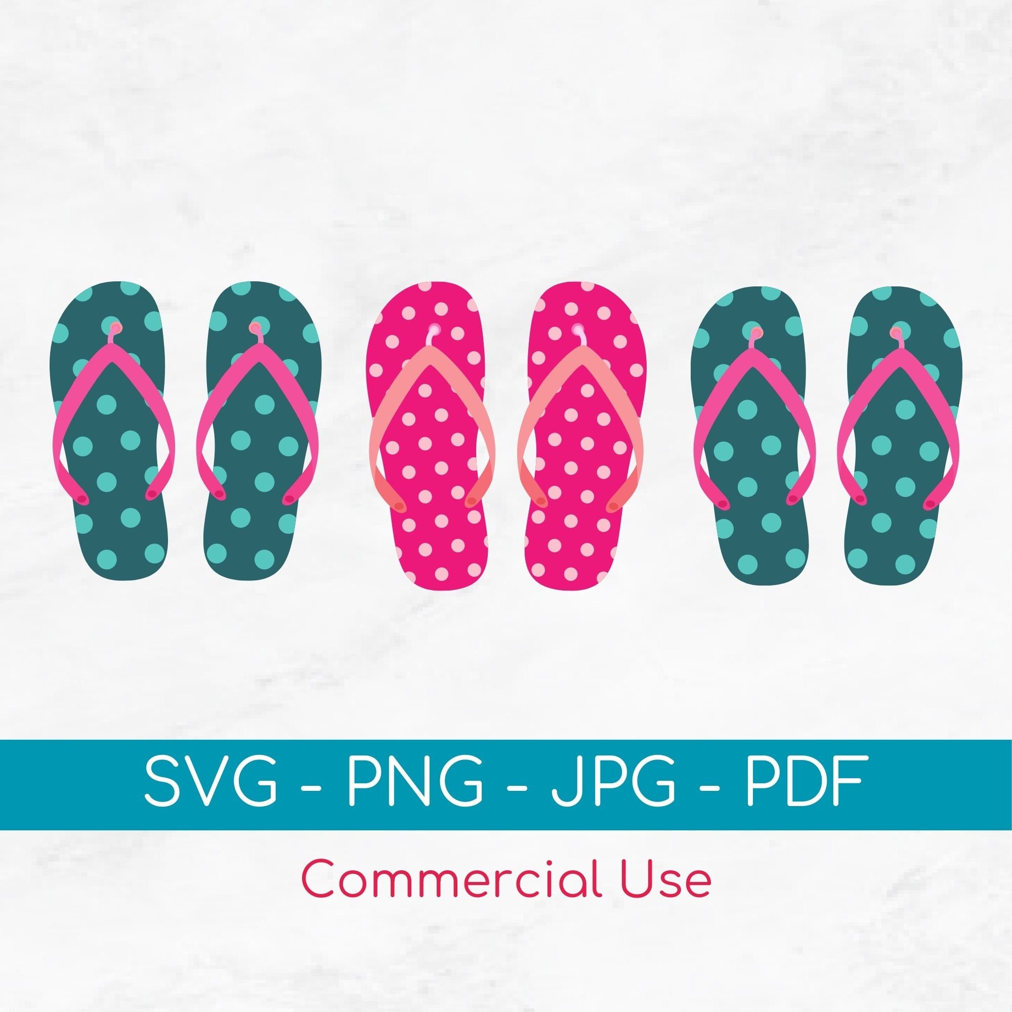 Polka-dot Flip Flops SVG Summer Svg Instant Download Summer Clipart ...
