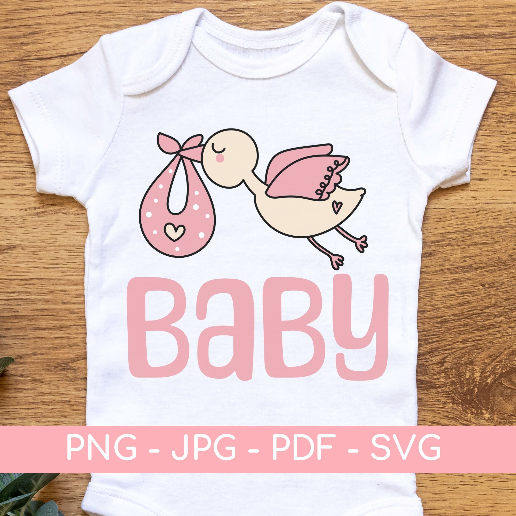 Baby Stork SVG Baby Girl SVG Cut Stork Clipart Baby Shower Svg ...