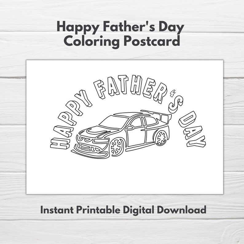 Happy Father's Day Coloring Postcard for Instant Download, Printable ...