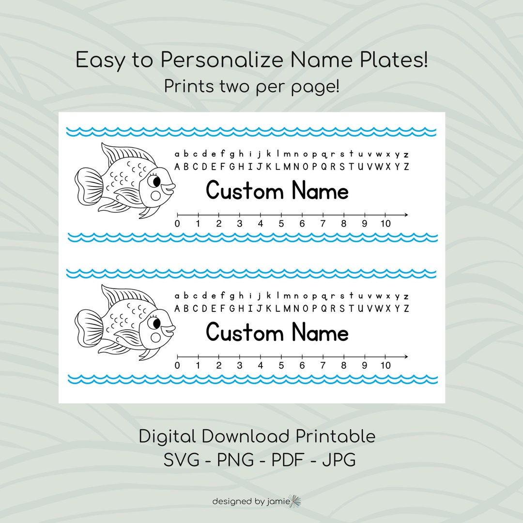 Personalized Ocean Animal Name Plate Digital Download - Etsy