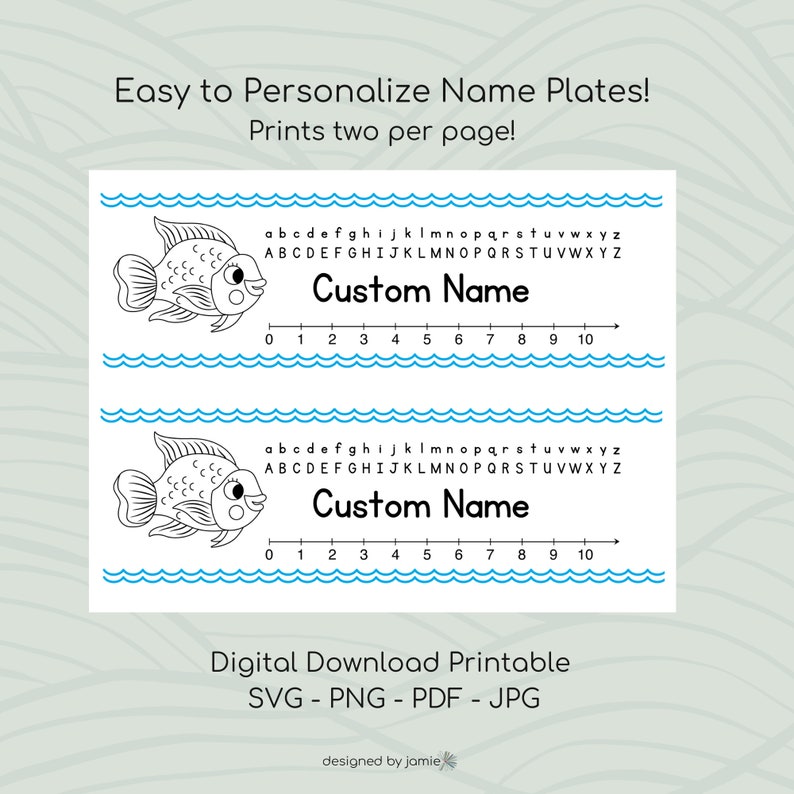 Personalized Ocean Animal Name Plate Digital Download - Etsy