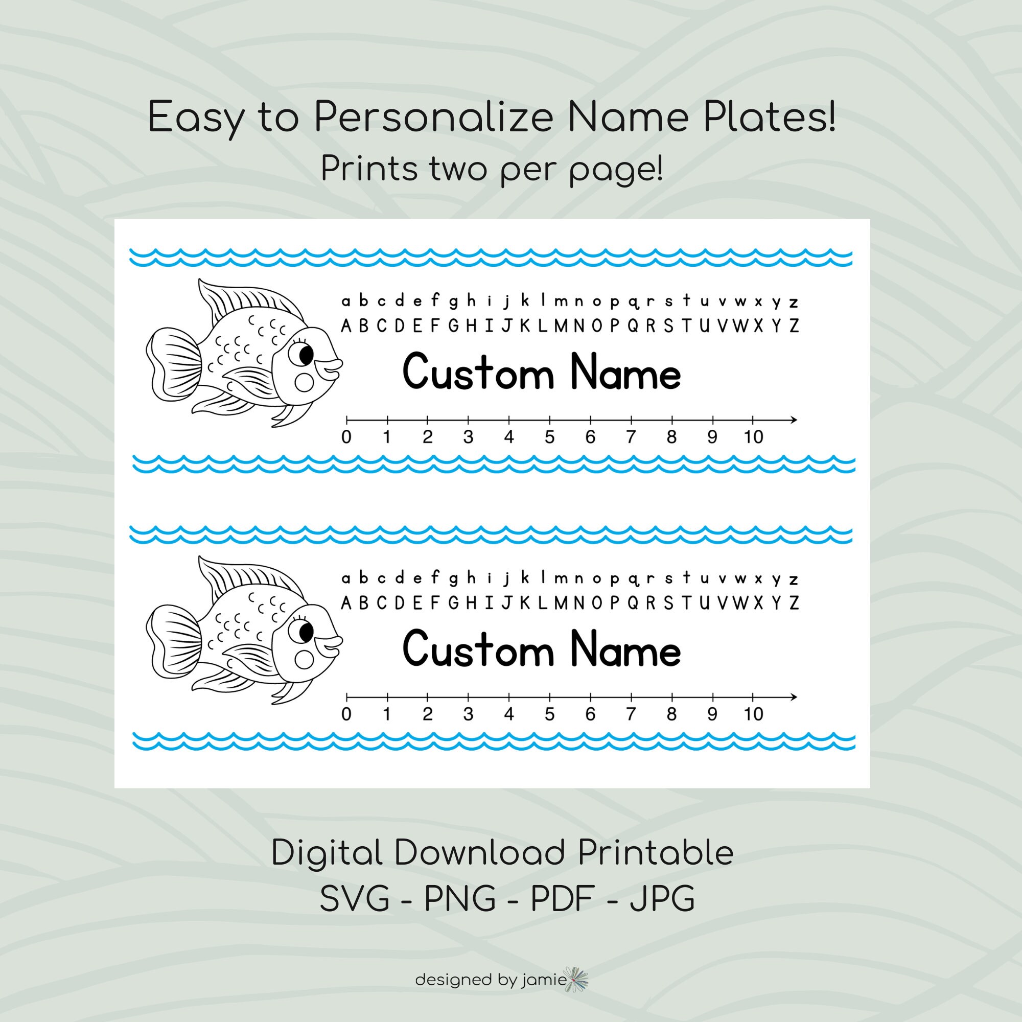 Personalized Ocean Animal Name Plate Digital Download - Etsy