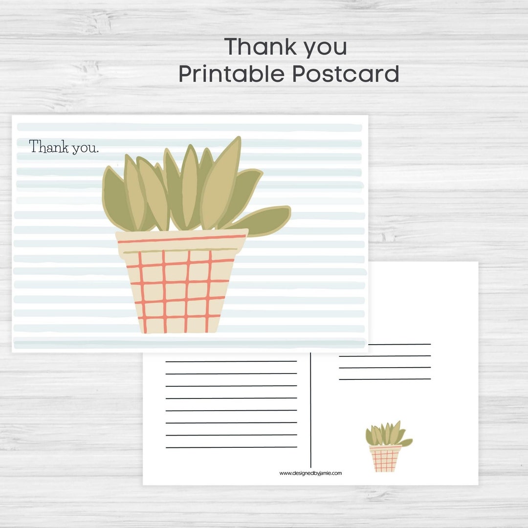 Thank You Card Printable Digital Postcard PDF - Etsy
