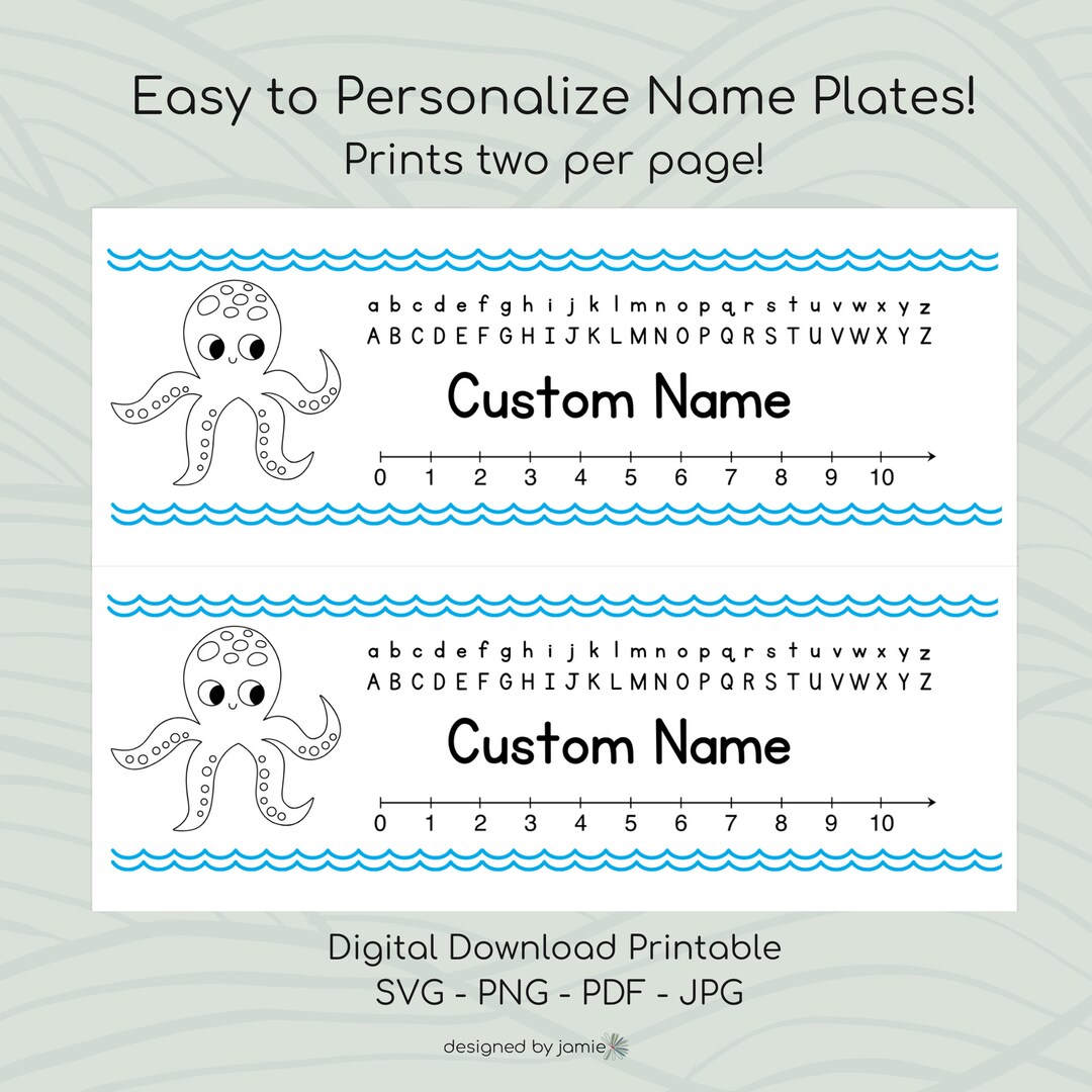 Personalized Ocean Animal Name Plate Digital Download - Etsy