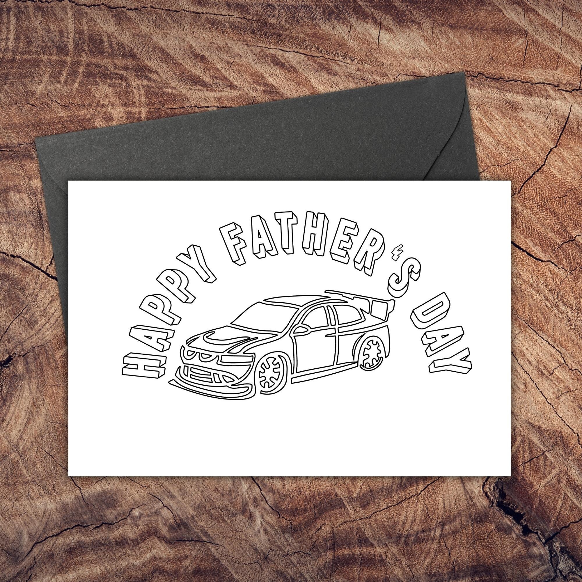 Happy Father's Day Coloring Postcard for Instant Download, Printable ...