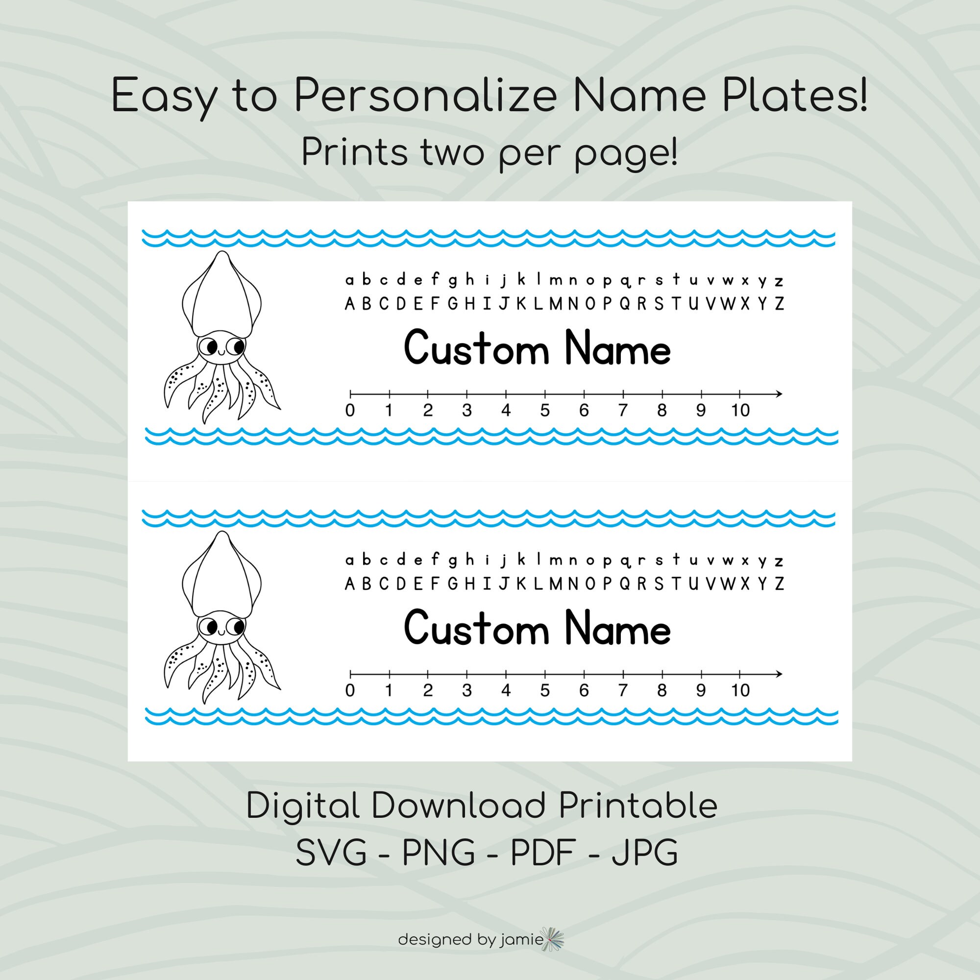 Personalized Ocean Animal Name Plate Digital Download - Etsy