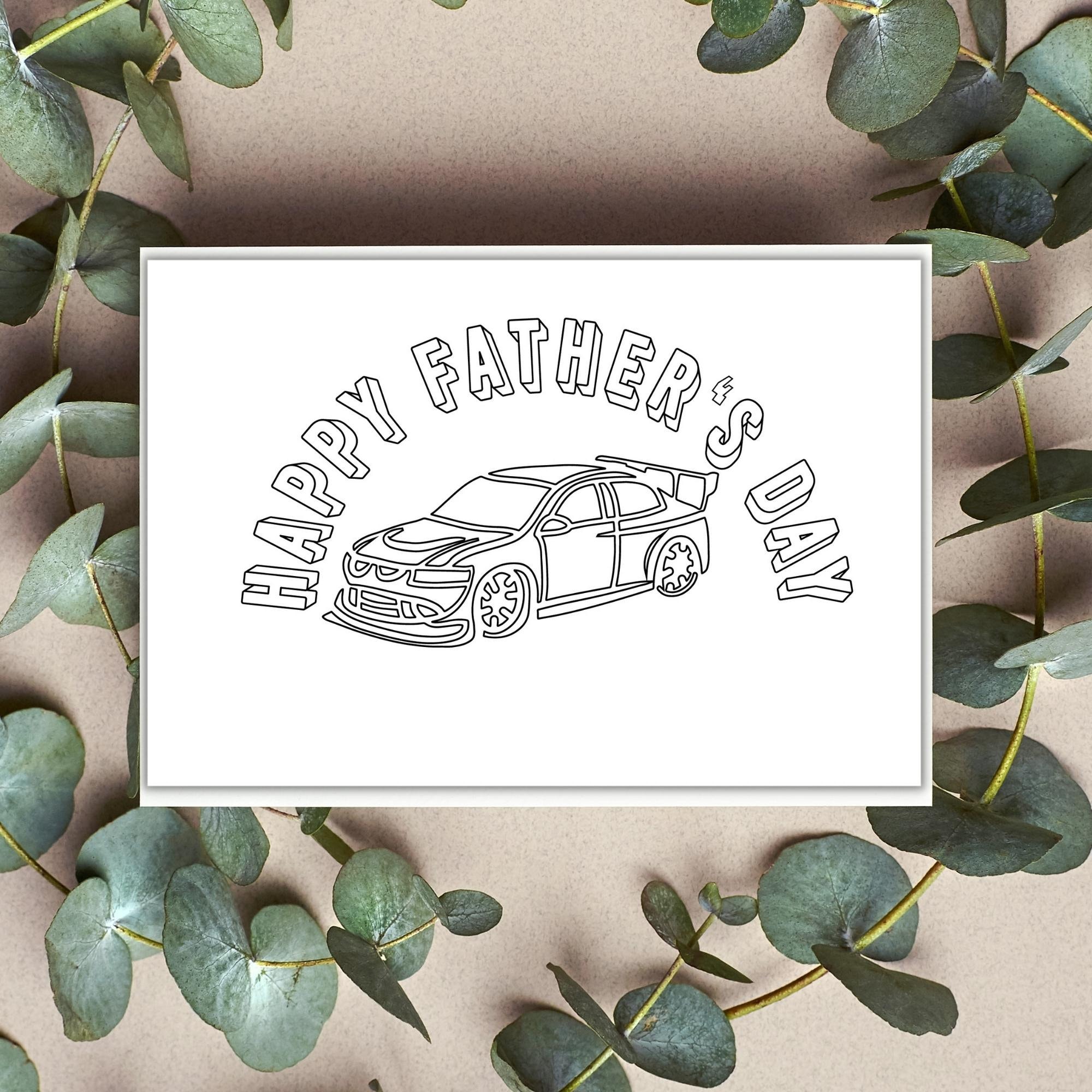 Happy Father's Day Coloring Postcard for Instant Download, Printable ...