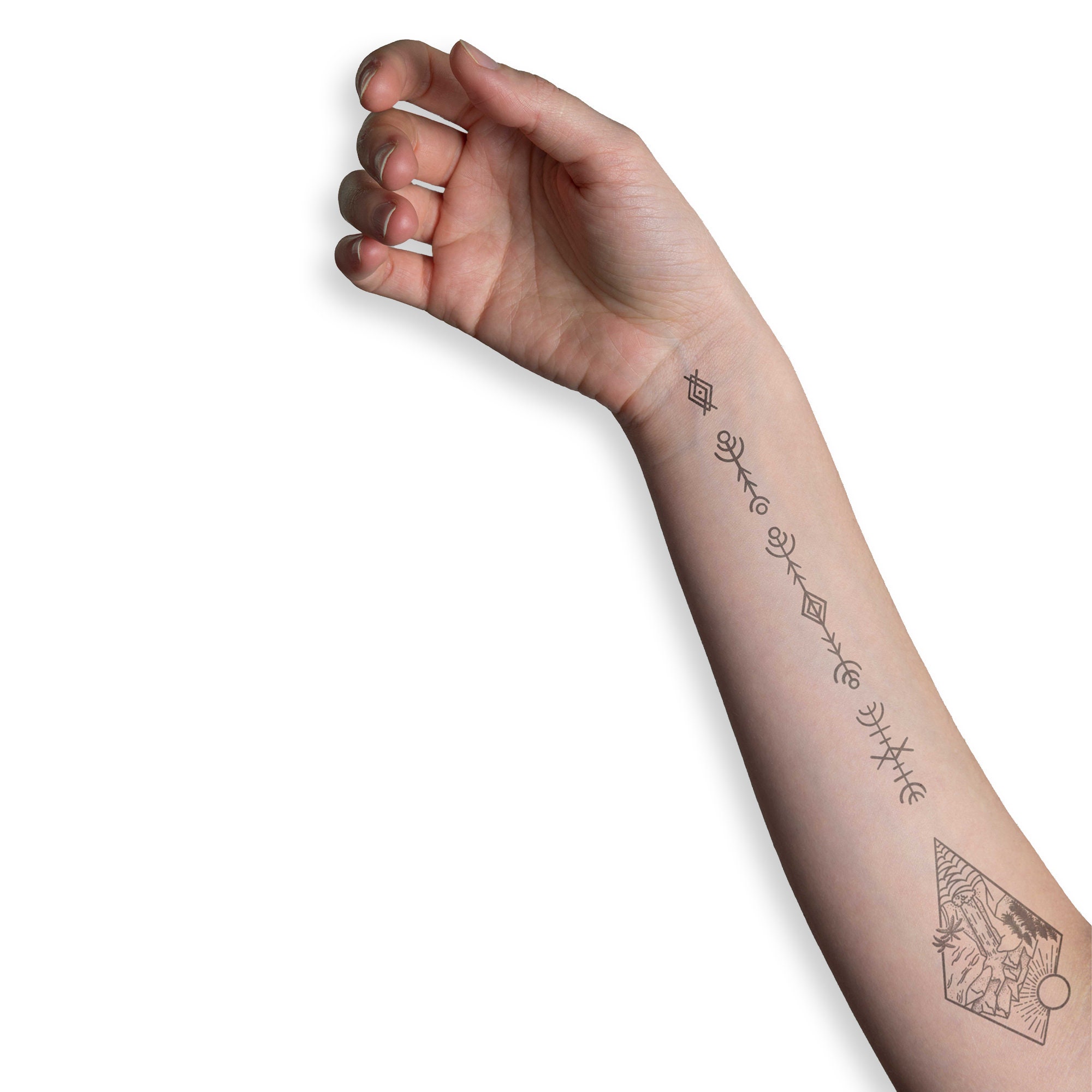 Temporäres Wikinger Runen Tattoo Pfeile & Raute Mit Sonne Und - Etsy