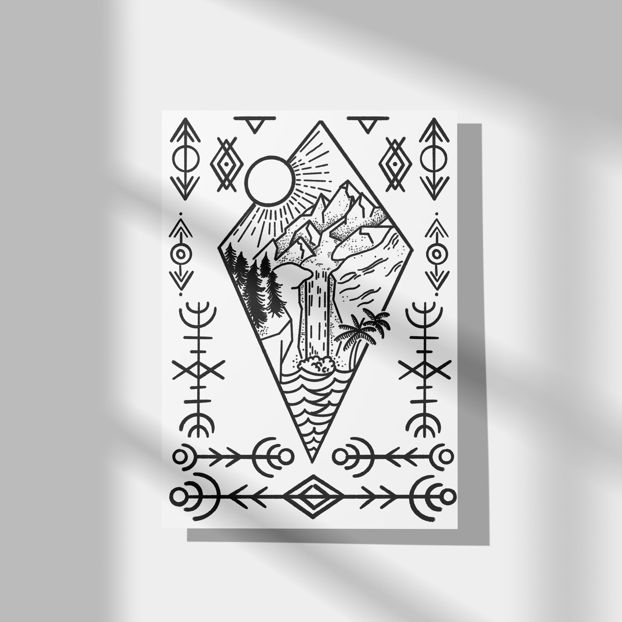 Temporäres Wikinger Runen Tattoo Pfeile & Raute Mit Sonne Und - Etsy