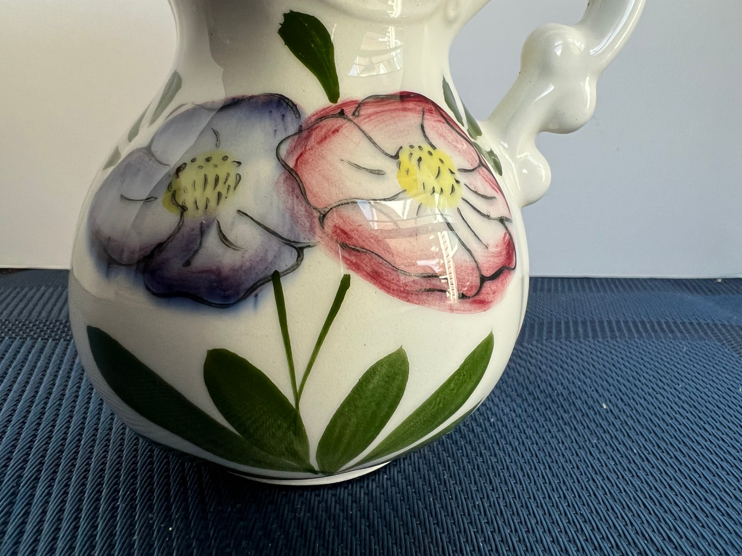 Vintage Hand Painted Floral Pitcher Made in Japan 4 Tall X 4 - Etsy