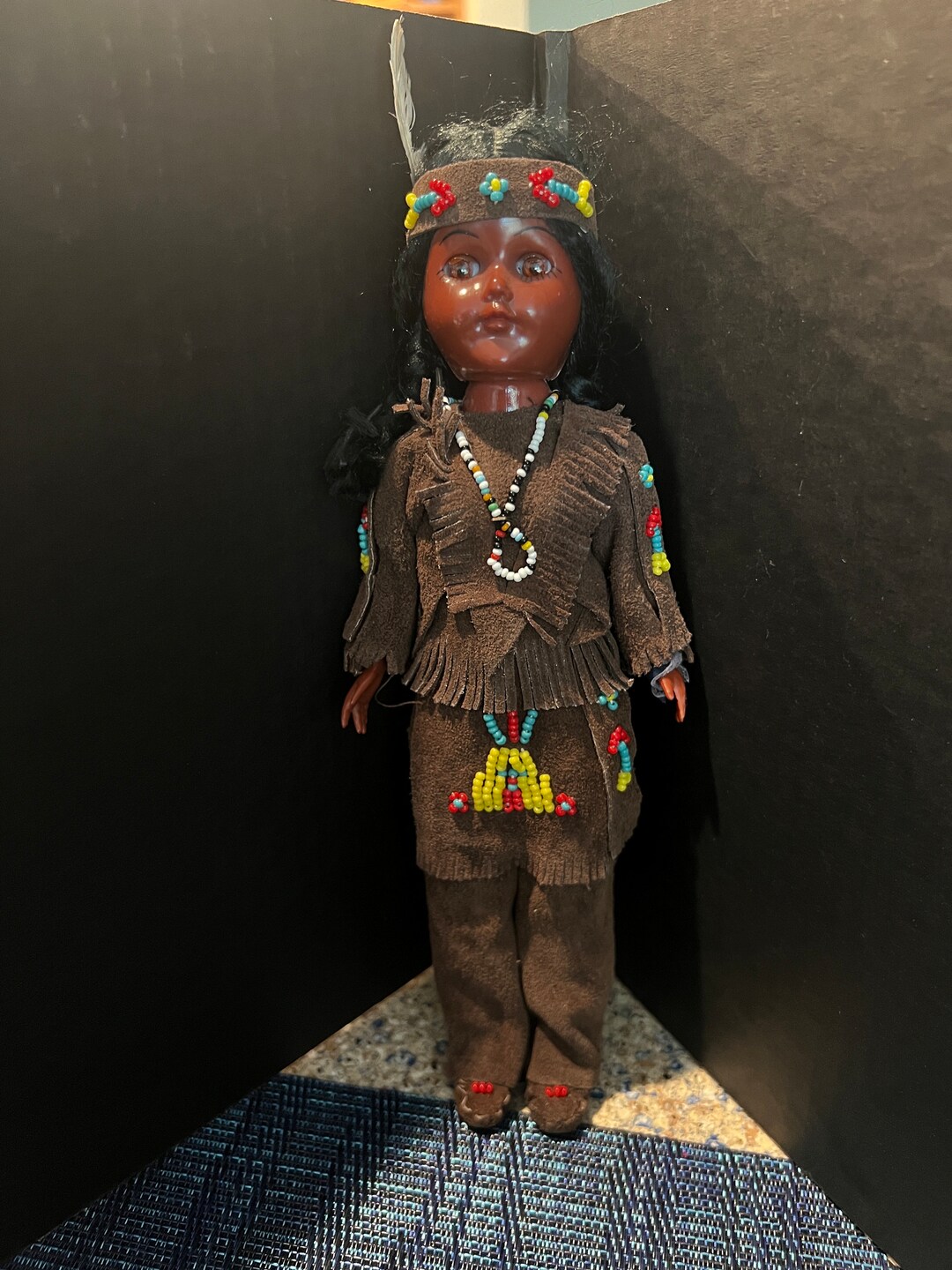 Vintage Carlson Native American Male 11” Original Beaded Suede Clothing ...