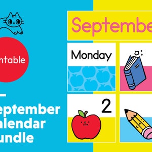 September Calendar Numbers Back to School Supplies Pocket Chart Bundle ...