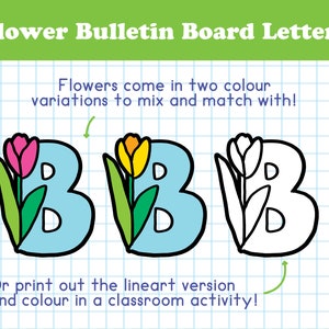 Spring Flowers Bulletin Board Letters Classroom Decor - Etsy