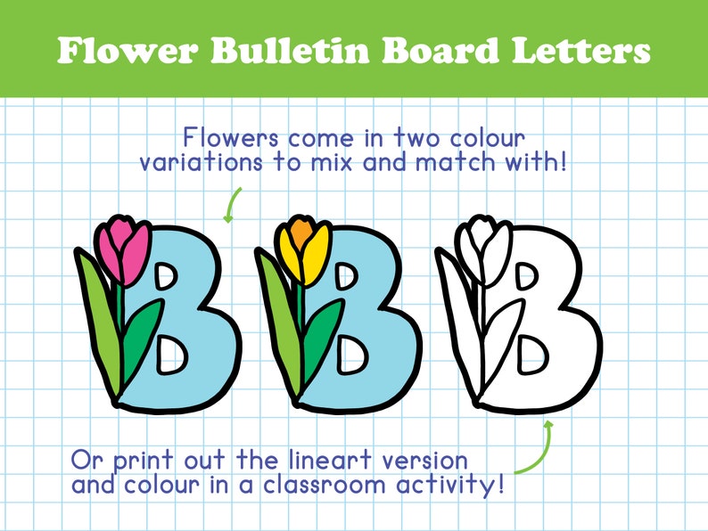 Spring Flowers Bulletin Board Letters Classroom Decor - Etsy