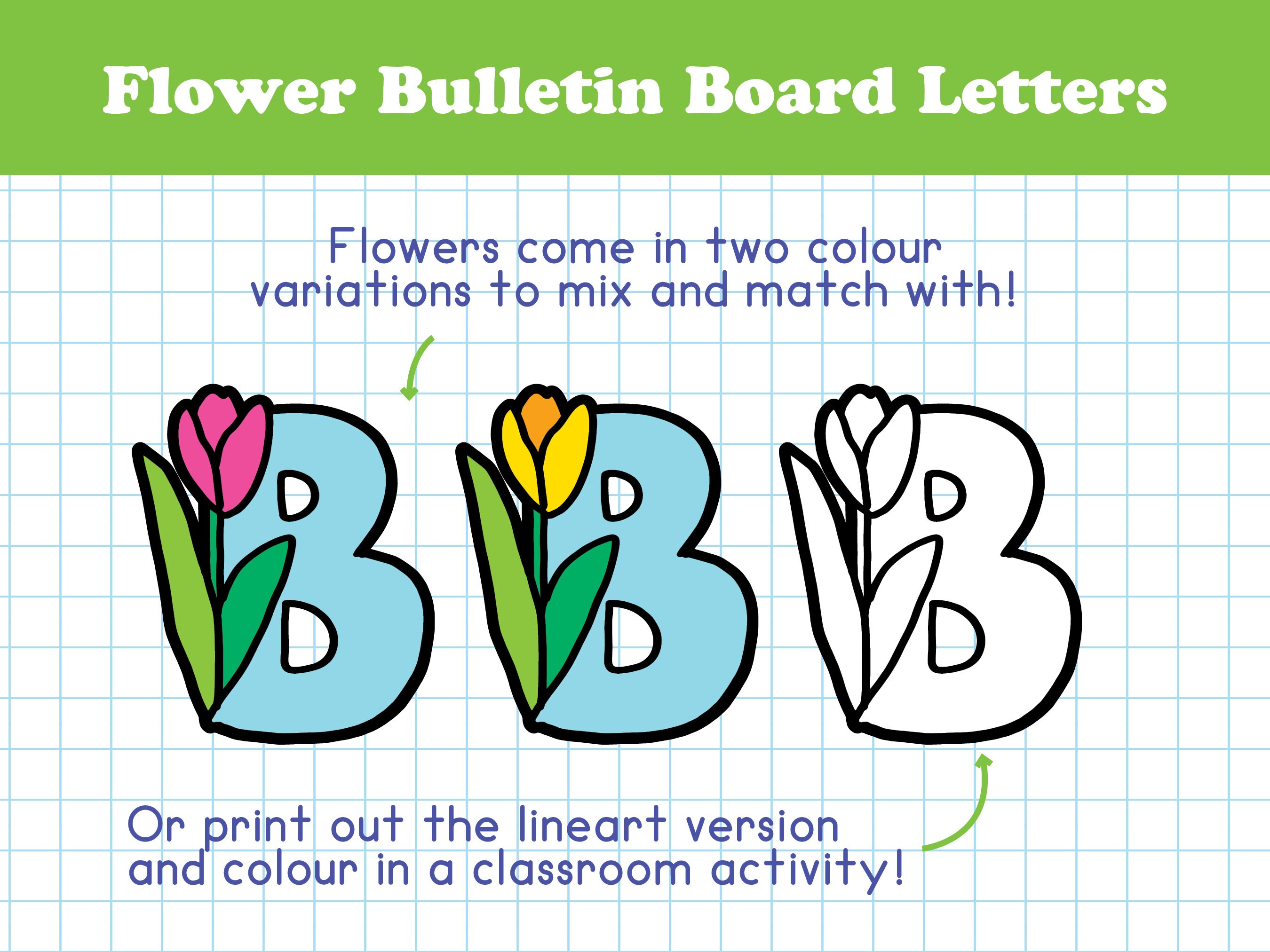 Spring Flowers Bulletin Board Letters Classroom Decor - Etsy