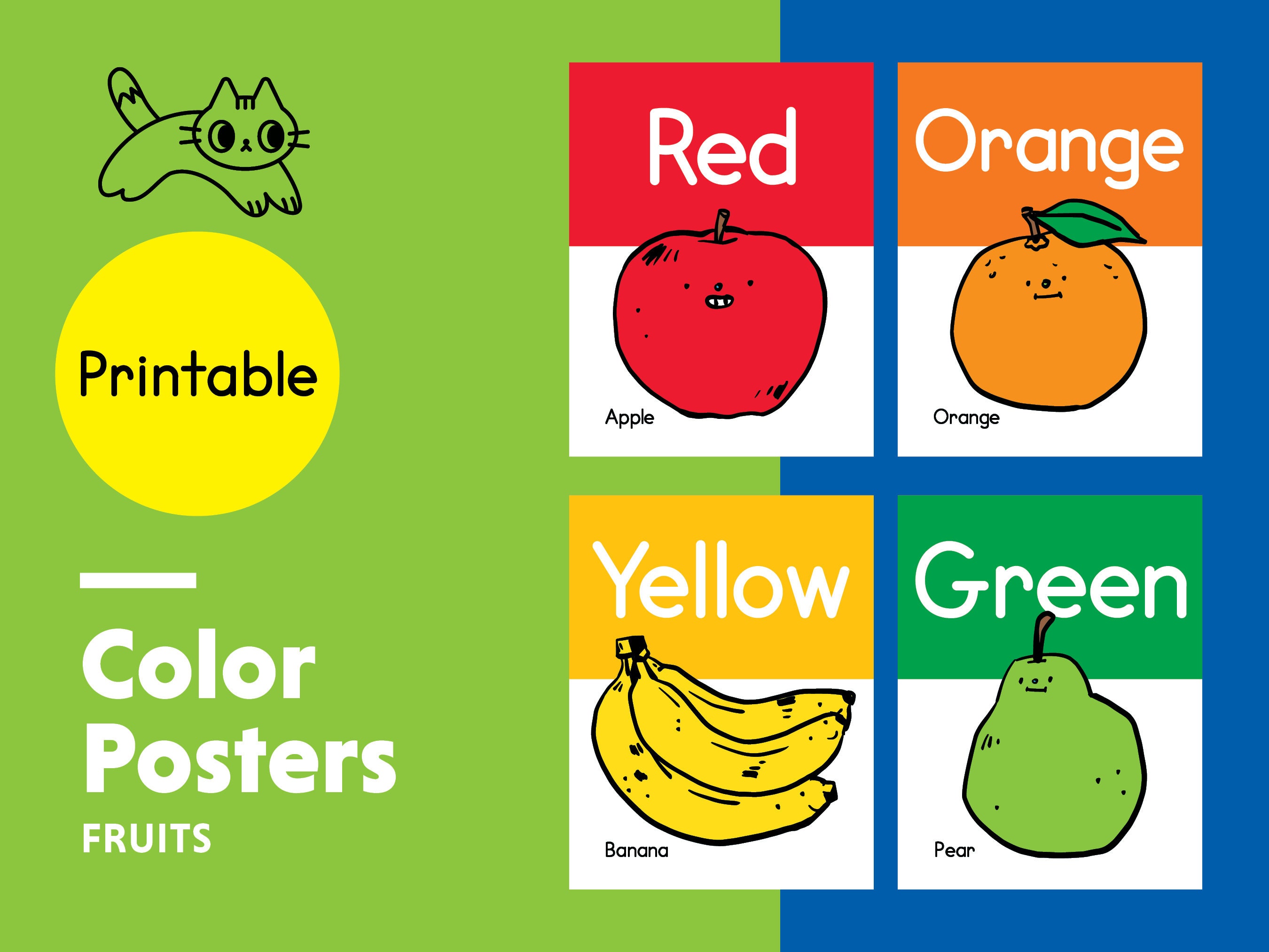 Color Poster Fruit Colours Classroom Decor for Preschool Kindergarten ...
