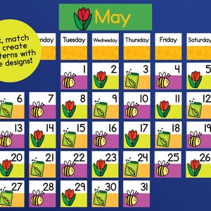 Year-round Calendar Numbers Pocket Chart Bundle Back to School Holidays ...