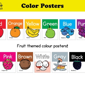 Color Poster Fruit Colours Classroom Decor for Preschool Kindergarten ...