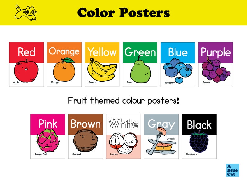 Color Poster Fruit Colours Classroom Decor for Preschool Kindergarten ...