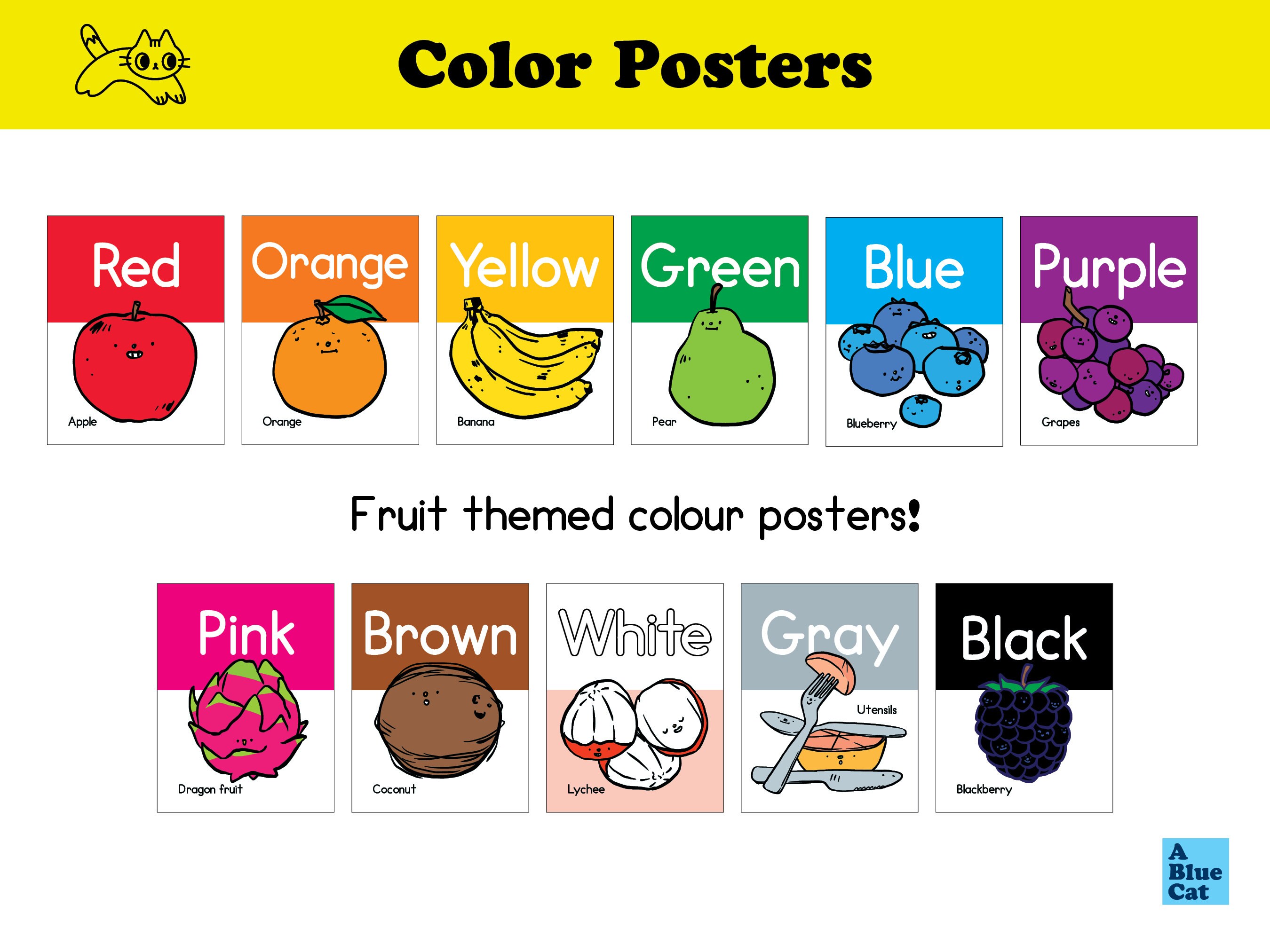 Color Poster Fruit Colours Classroom Decor for Preschool Kindergarten ...