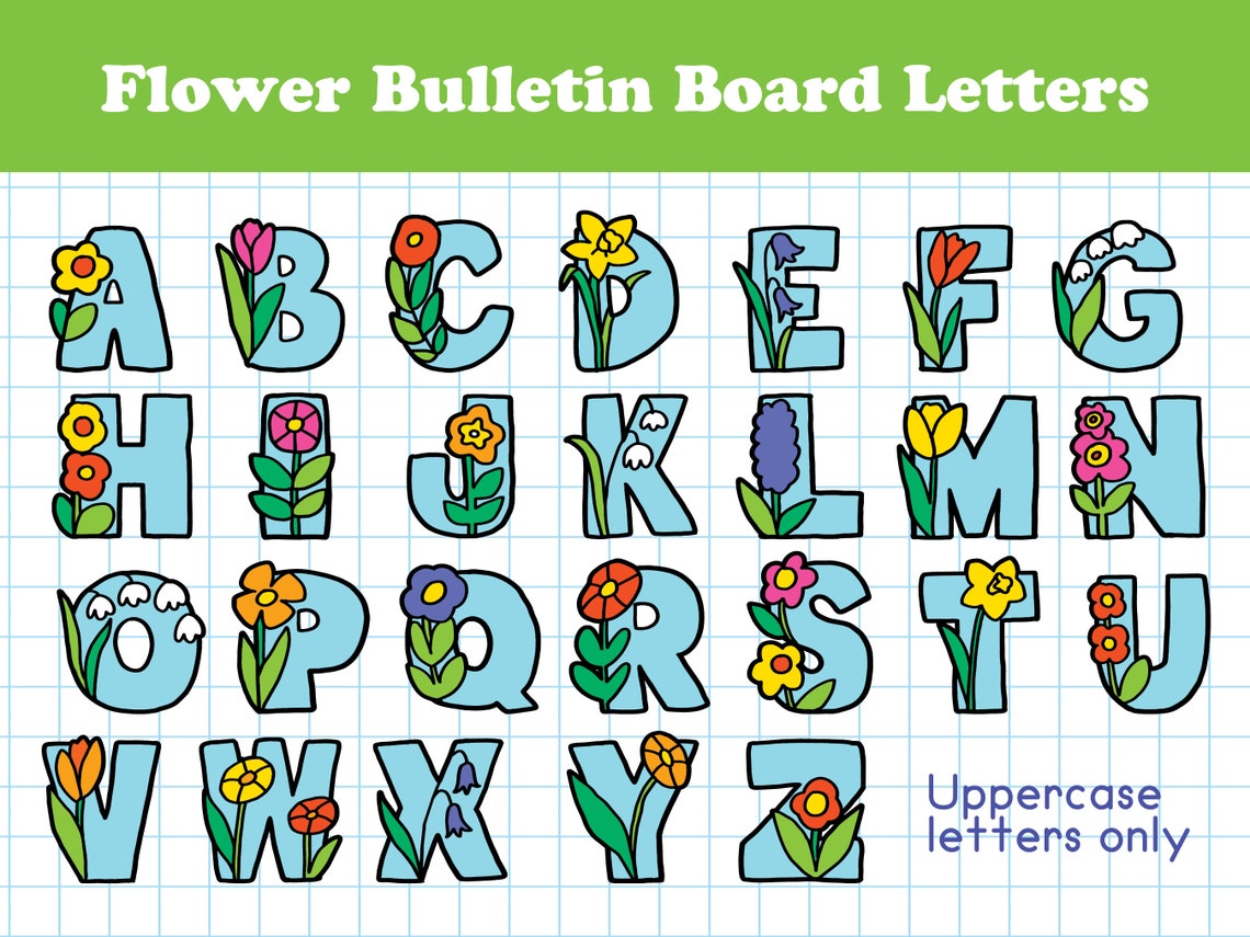 Spring Flowers Bulletin Board Letters Classroom Decor - Etsy