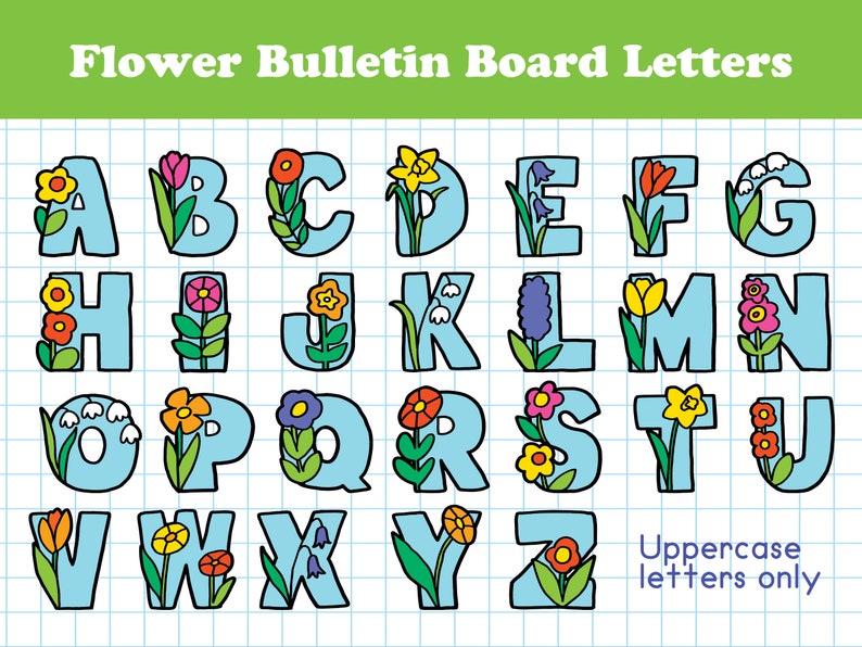 Spring Flowers Bulletin Board Letters Classroom Decor - Etsy