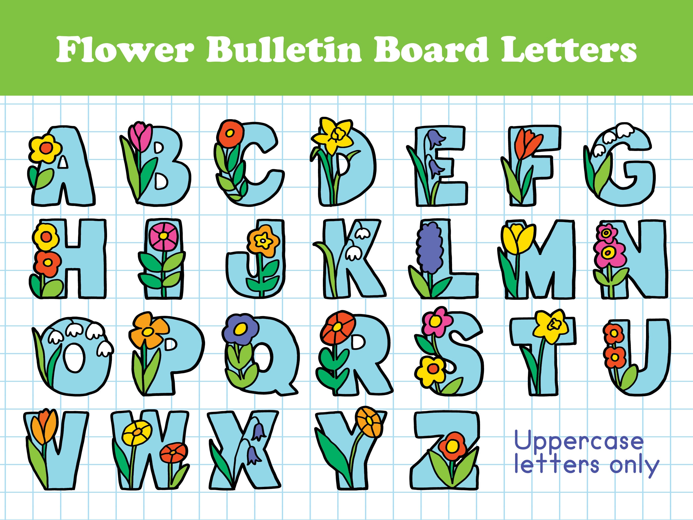 Spring Flowers Bulletin Board Letters Classroom Decor - Etsy