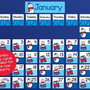 January Winter Calendar Numbers Pocket Chart Bundle Classroom Decor ...