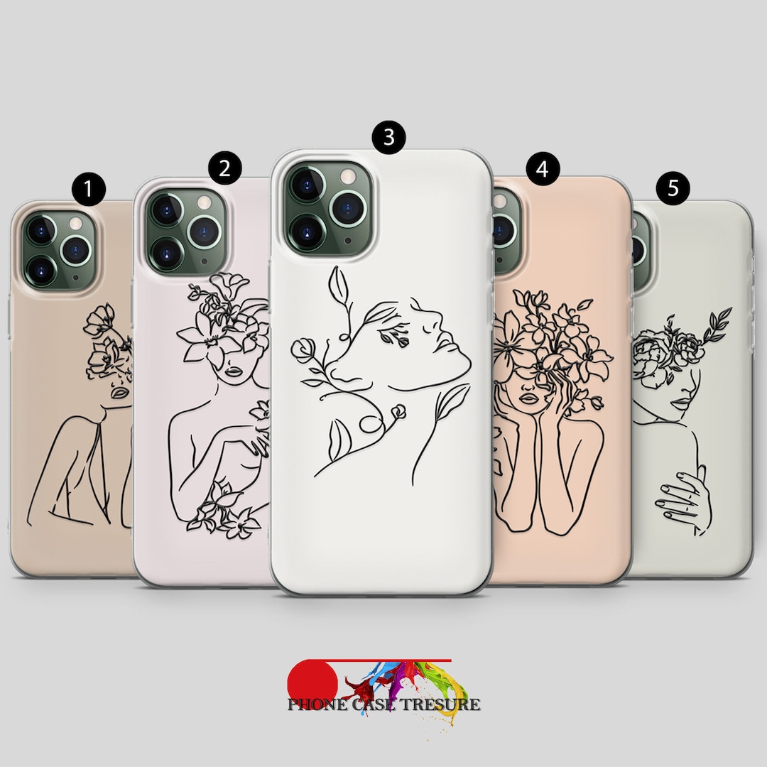 One Line Art Phone Case - Woman Drawing Design - Fits iPhone 13 Pro, 12 ...