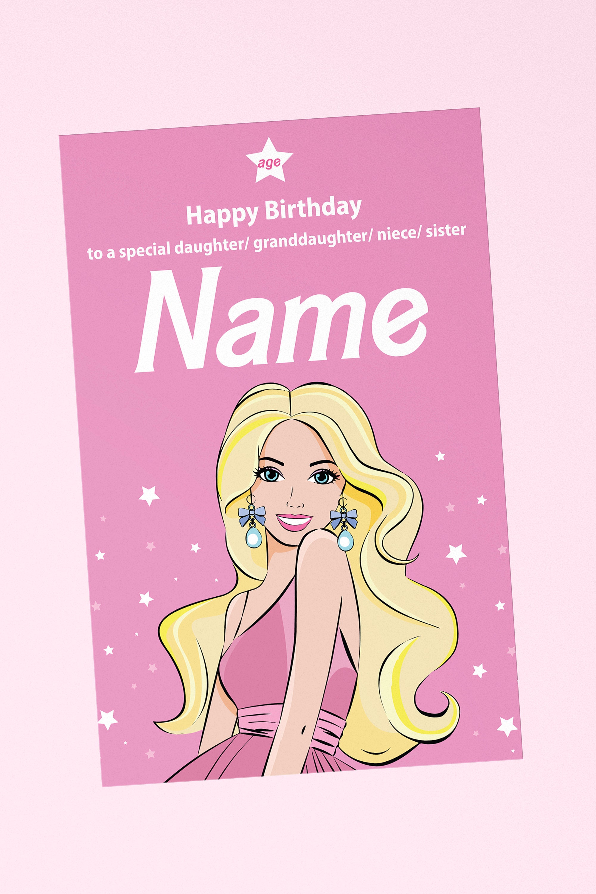 Personalised Barbie Birthday Card Personalise Age, Name and ...