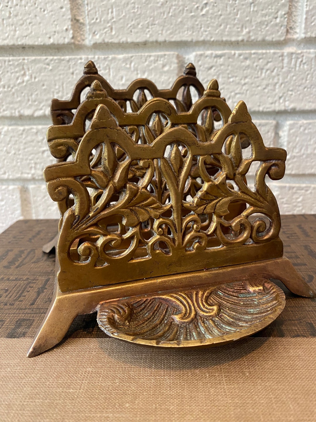 Vintage Art Nouveau Brass Letter Holder - Etsy