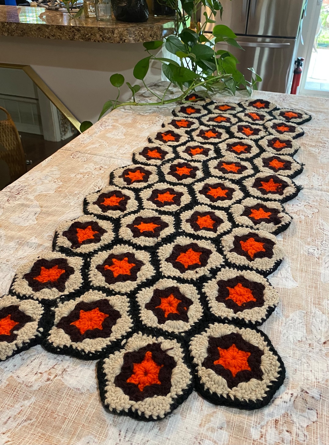 Vintage Crocheted Table Runner 70s Style 38x14 - Etsy