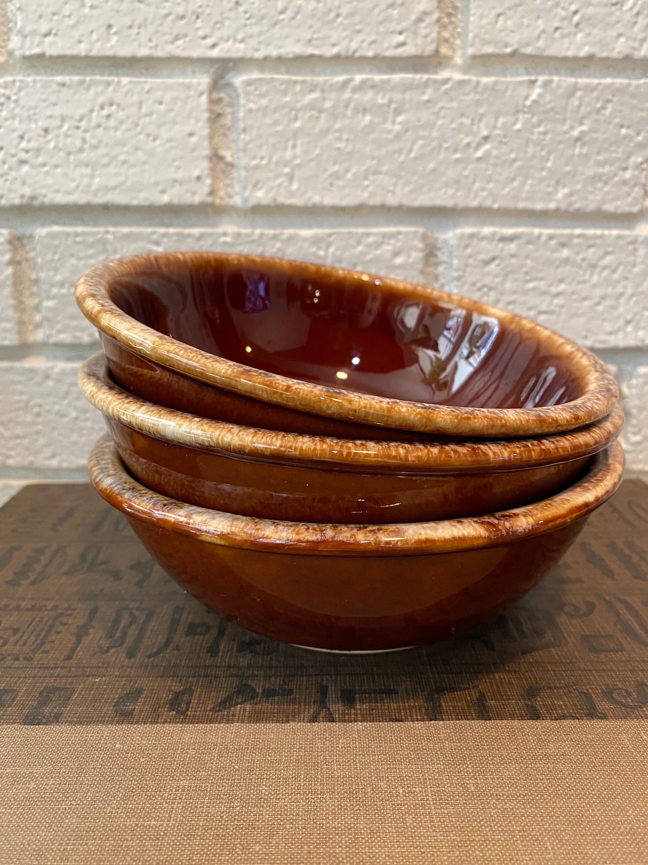 Hull Pottery, Brown Drip Soup Cereal Bowls, Oven Proof, USA 6.75 Set of ...