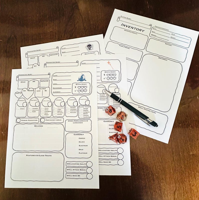 Simple Dnd Class Character Sheet Sorcerer Warlock Wizard Bundle - Etsy