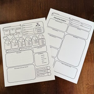 Simple Dnd Class Character Sheets Fighter Monk Paladin Ranger Rogue ...