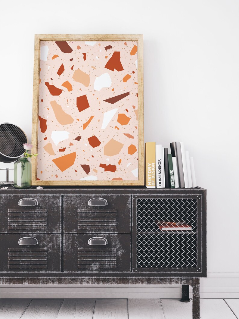 Peach Terrazzo Poster Terrazzo Print Boho Wall Art Boho Print Boho Wall ...