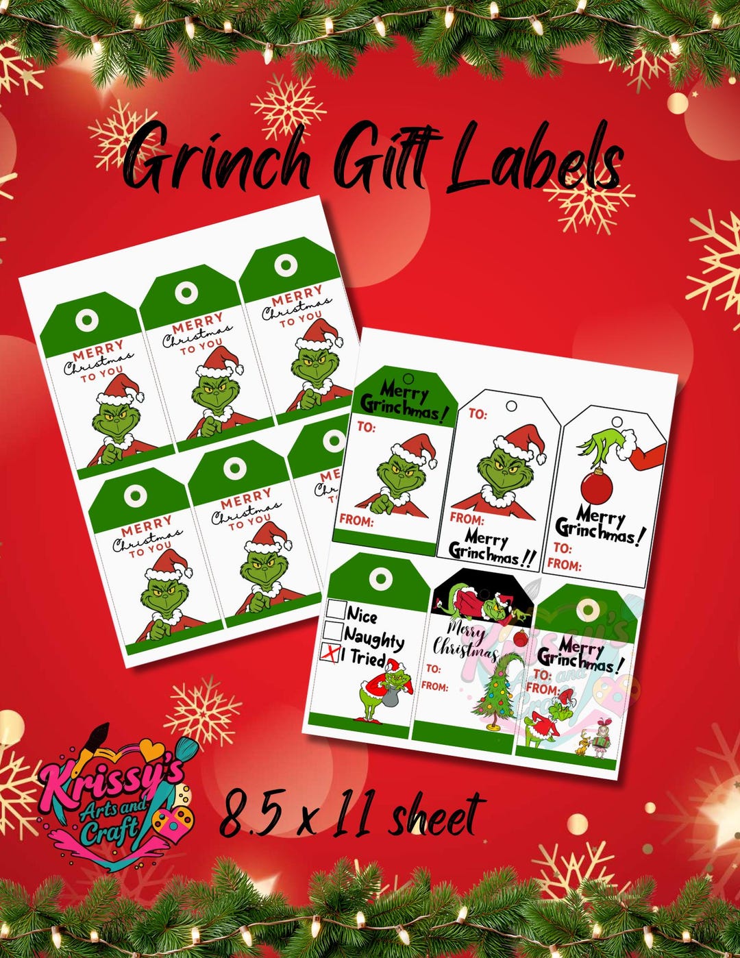 Grinch-themed Christmas Gift Tags | Instant Download | Printable ...