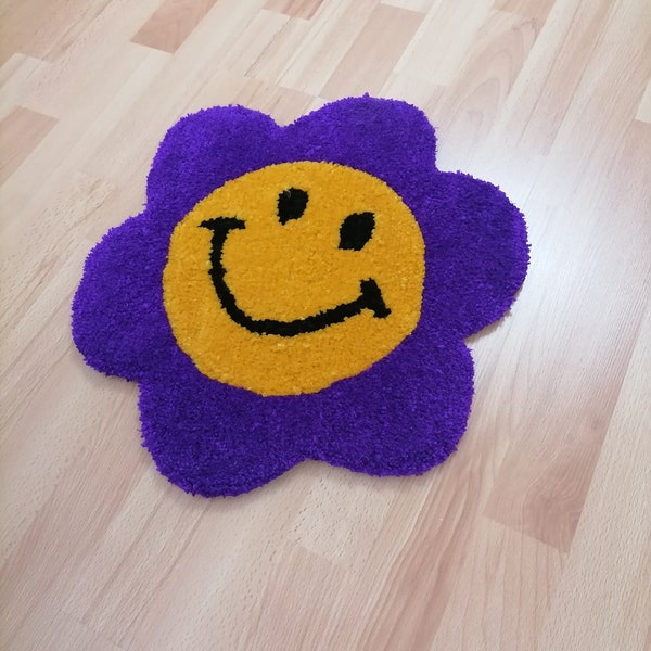 Smiley Face Flower Rug - Etsy